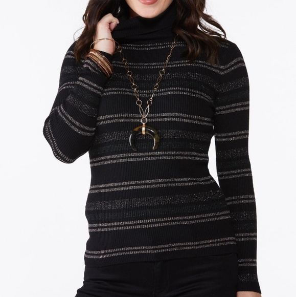 Cato | Sweaters | Metallic Stripped Turtleneck Sweater | Poshmark